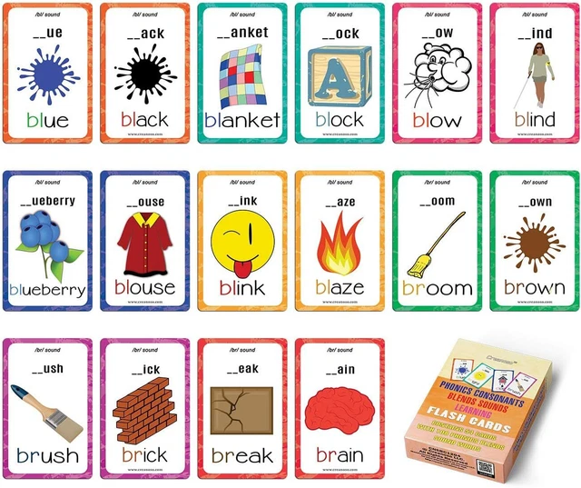 PHONICS CONSONANT BLENDS Sounds Learning Cards (1-Deck) $6.99 - PicClick