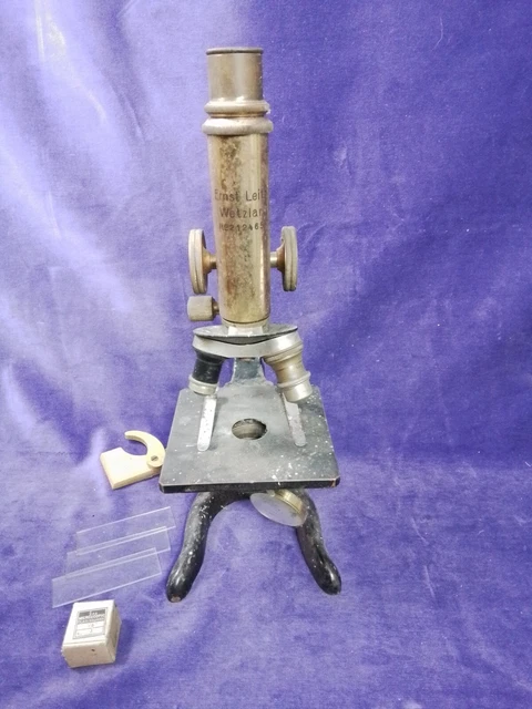 ANTIQUE MICROSCOPE BY Ernst Leitz Wetzlar With Original Case Unrestored ...