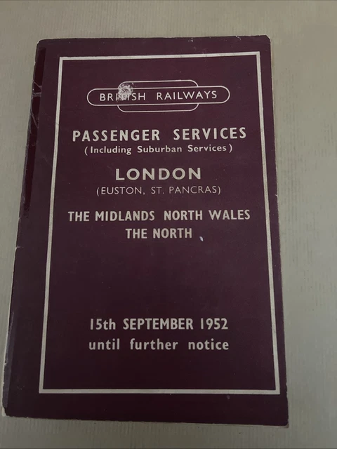 BRITISH RAILWAYS PASSENGER Services London Midland Region Timetable ...