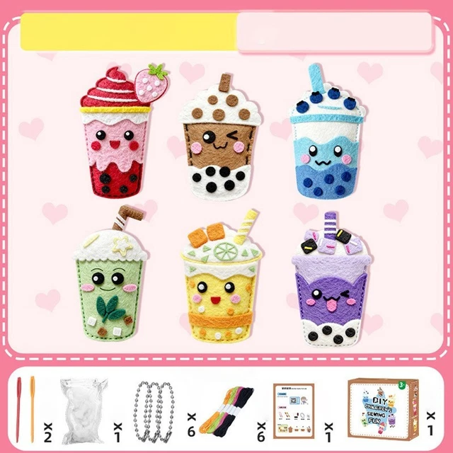 KIDS SEWING KIT Milk Tea Arts Crafts Educational Toy Felt Sewing For ...