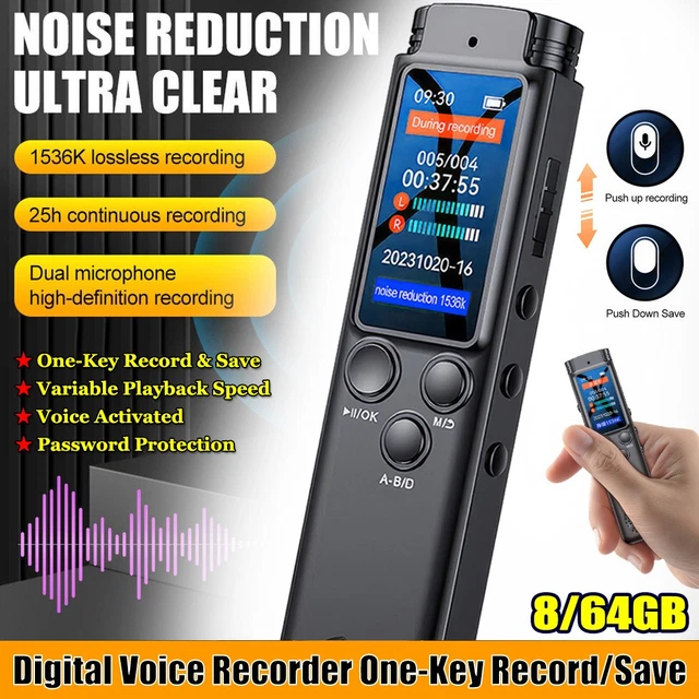 DIGITAL VOICE ACTIVATED Recorder MP3 Player Record/Save Audio Recording ...
