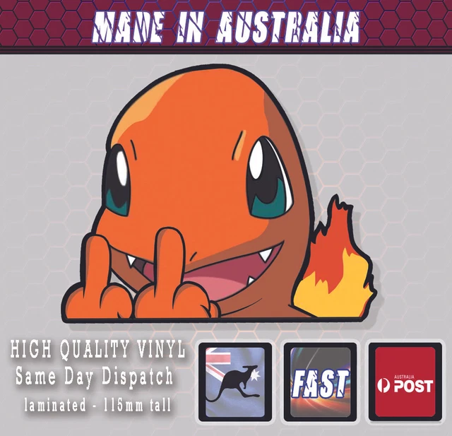 CHARMANDER FUNNY PEEKING Peeping Bumper Sticker Pokemon style Finger ...