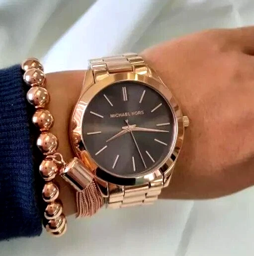 MICHAEL KORS SLIM Runway MK3181 RoseGold Braun Damenuhr NEU MK Uhr EUR ...