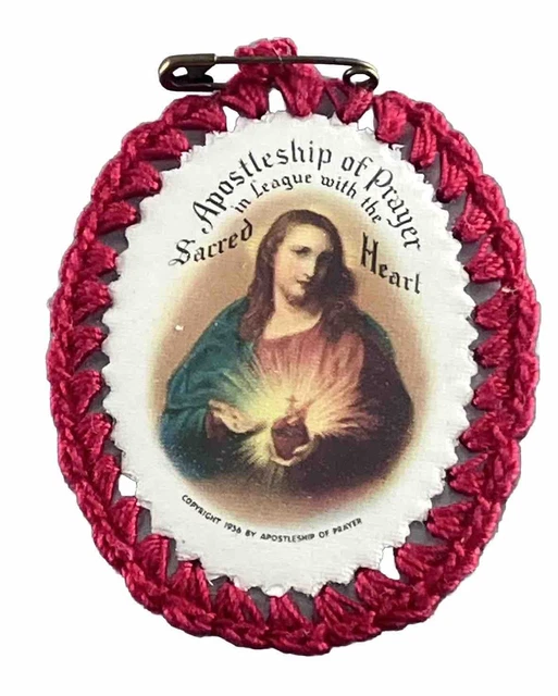 VINTAGE CATHOLIC APOSTLESHIP Of Prayer Red Thread Scapular Religious ...