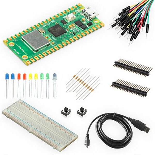 RASPBERRY PI PICO W Wireless Kit with Breadboard Cable Headers Jumpers ...