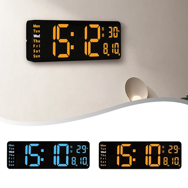 BLACK CASING DIGITAL Wall Clock for Living Room with Date and Time ...