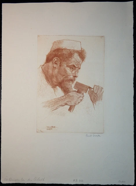 MAX KLINGER RADIERUNG Kaltnadel Emil Orlik Signiert Porträt Leipzig ...