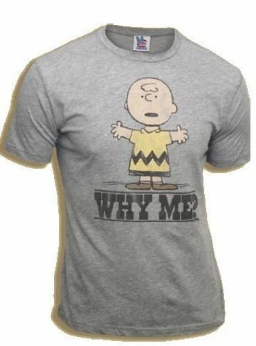 CLASSIC TV SHOWS Peanuts Charlie Brown Why Me? Gray T-shirt Tee £24.17 ...