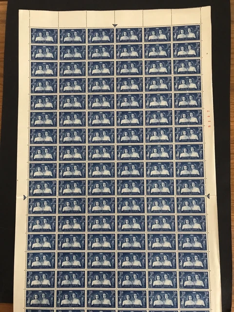 SOUTH AFRICA 1947 “Royal Visit” Stamp Complete Sheet of 120 3d Issues ...