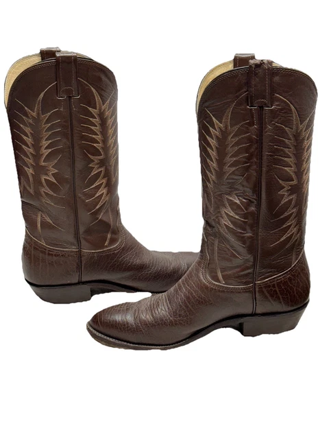 NOCONA BROWN LEATHER Cowboy Men's Boots made in USA Sz 10 D Minor scuff ...
