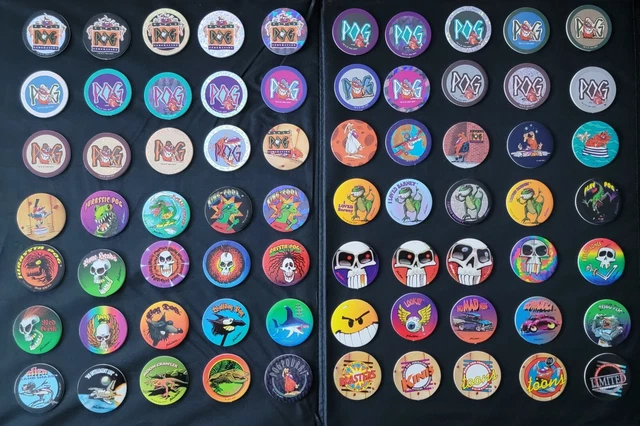 POG SERIES 1 full complete set of 70 1994 Milkcap Slammer Black Back ...