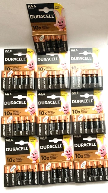 DURACELL AA LR6 MN1500 1.5V Alkaline Battery Box of 60, 10 packets of 6 ...