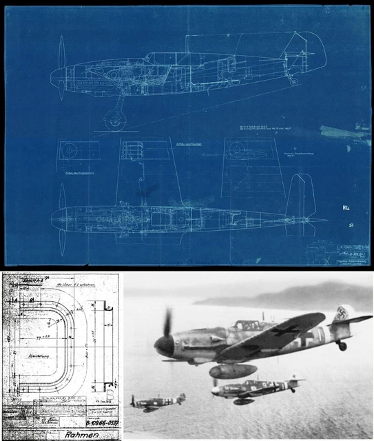 BF ME 109 Messerschmitt Original Blueprint Plans archive period ...