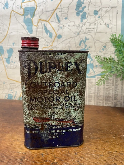 VINTAGE DUPLEX OUTBOARD Special motor oil 1 quart Empty. Fishing Boat ...