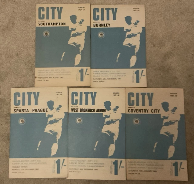 MANCHESTER CITY PROGRAMMES x 5 From Season 1967-1968 £10.80 - PicClick UK