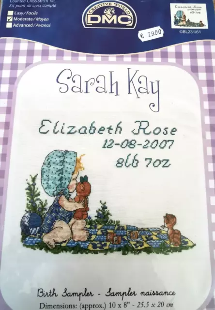 340 KIT POINT DE CROIX COMPTE DMC CREATION SARAH KAY " NAISSANCE " 25 ...