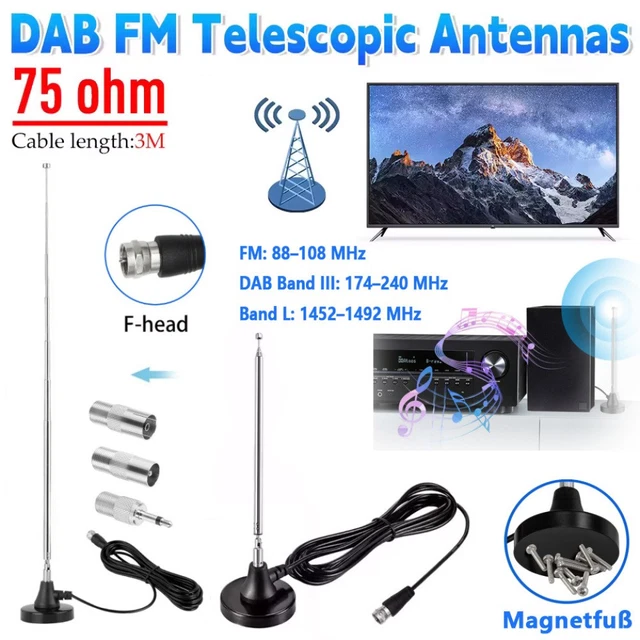DAB ANTENNE ZIMMERANTENNE Digitale Teleskopantenne HiFi FM Antenne ...