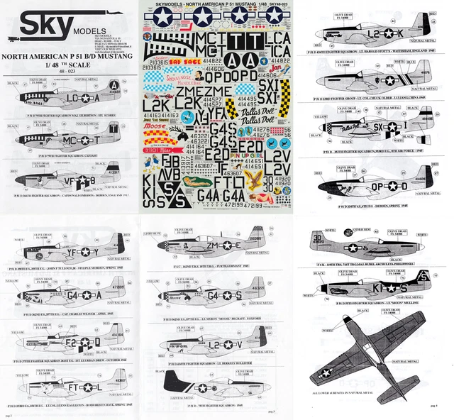 SKY MODELS 1/48TH North American P-51B/D Mustang #SKY48-023 decals £12. ...