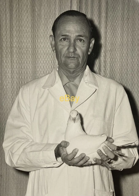 BIRD SHOW COMPETITION Pigeon 1960’s Vintage Man Lab Coat 5 X7 Picture ...