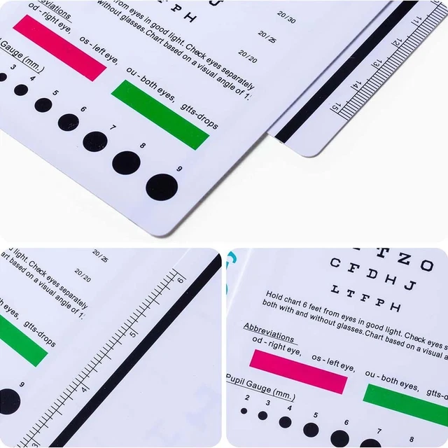 EYE EXAMINATION TOOLS Eye Chart and PD Ruler for Accurate Measurements ...