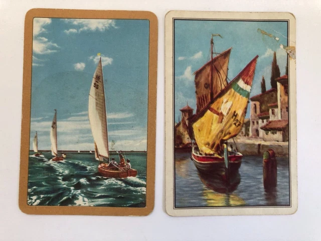 SAILING SHIP SAIL Boat Yacht Village Scene Vintage Retro Old Swap ...