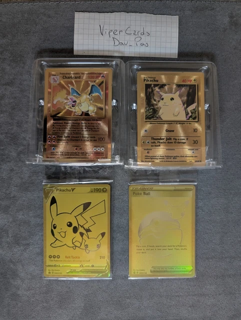 POKÉMON CHARIZARD Pikachu Metal Cards 25th Anniversary UPC Promos Gold ...