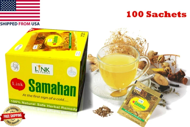 LINK SAMAHAN INSTANT Ayurveda Herbal Tea 100 Sachets Cough & Cold UK ...