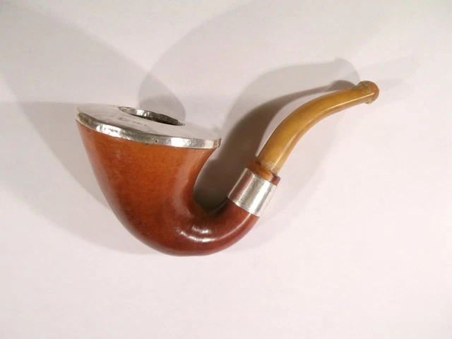 PIPE CALEBASSE GÉANTE LO écume de mer ambre argent massif Birmingham ...