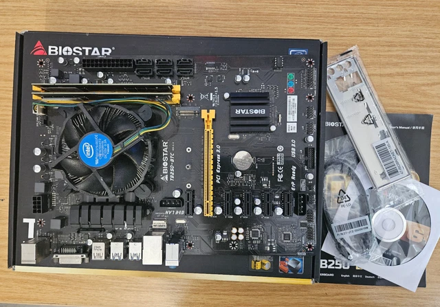 BIOSTAR TB250-BTC MULTI GPU Motherboard + Intel Pentium G4600 + 8GB ...