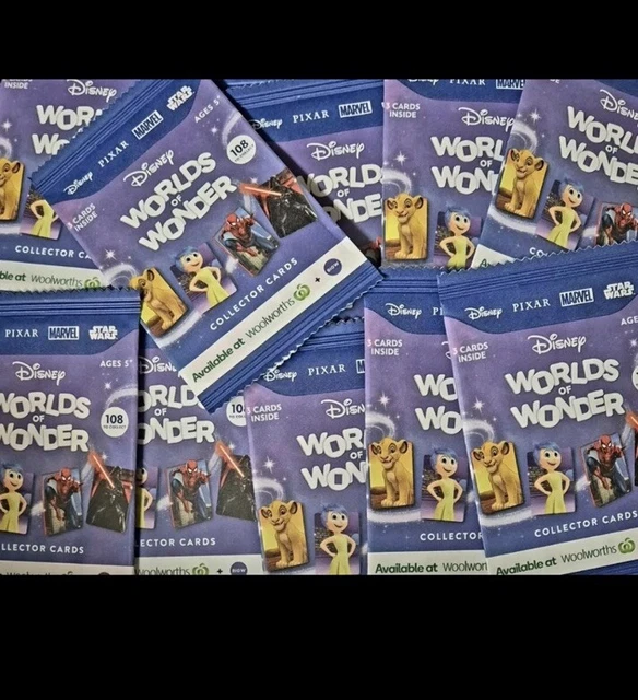 WOOLWORTHS 2024 DISNEY World Of Wonder Collector Cards. 29 !!! Unopened ...