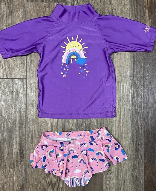 UV SKINZ UPF 50+ Girls 2 Piece Swim Set Rash Guard Top & Skirted Bottom ...