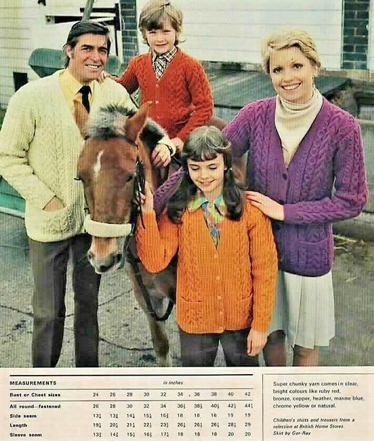 1927 FAMILY SUPER CHUNKY CABLE CARDIGANS 24-42" Vintage Knitting ...