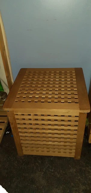 IKEA HOL ACACIA Side Table Solid Wooden storage box with lid versatile ...