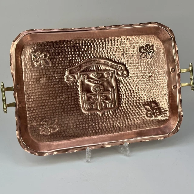 ANTIQUE FRENCH PUNCHED Copper Serving Tray With King Henry Iv Crest ...