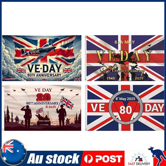 2025 VE DAY 80th Anniversary Flag 80 Years Victory In Europe Flag ...