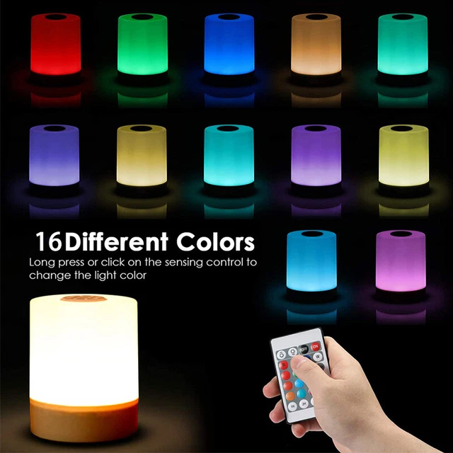 16 COLORS NIGHT Light Dimmable LED Touch Sensor Bedside Table Lamp ...