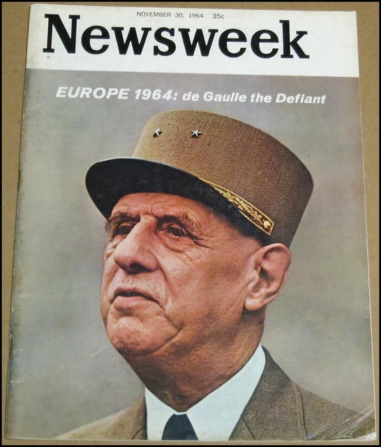 11/30/1964 NEWSWEEK MAGAZINE Charles de Gaulle Europe Red Auerbach ...