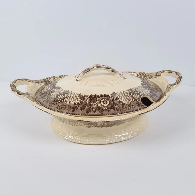 J & G Meakin Sol Covered Tureen Universal Brown Transferware Vintage ...