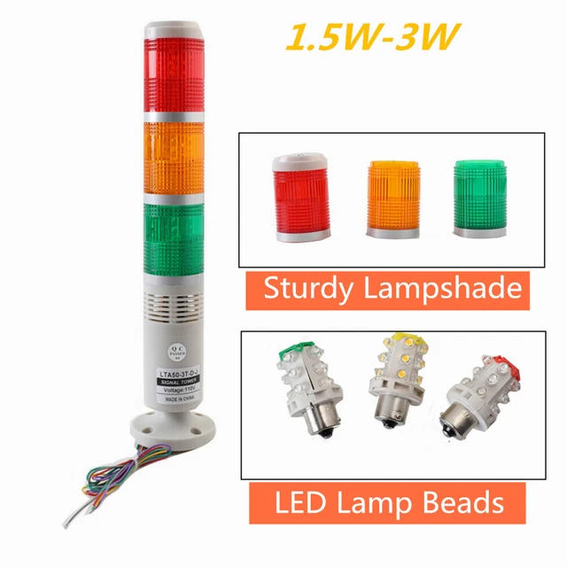 ALARM WARNING STACK Light LED Signal Tower Lamp Red Yellow Green Signal ...