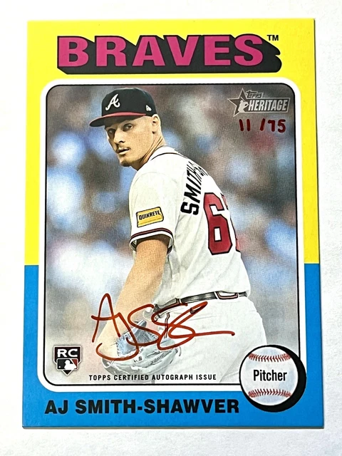 2024 TOPPS HERITAGE Aj Smith-Shawver Red Auto Rookie #11/75 Braves RC ...