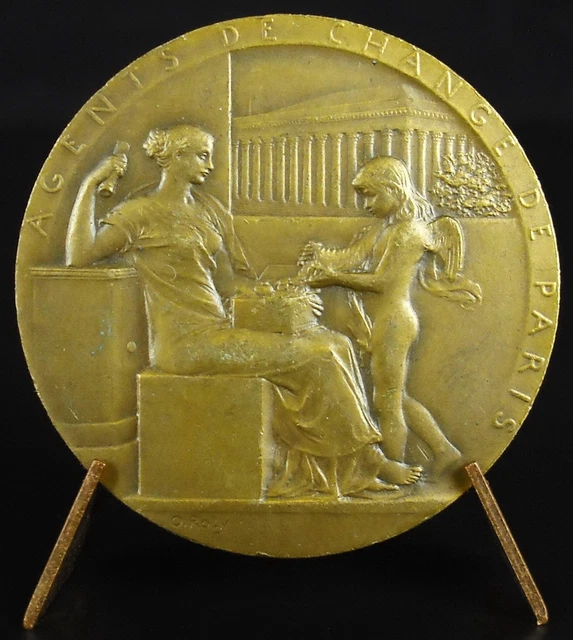 MÉDAILLE AGENTS DE change sc O Roty 1898 Stockbroker allégorie winged ...