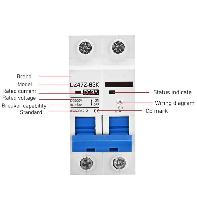 ADVANCED SOLAR POWER Circuit Breaker PV MCB DC 500V Air Switch 100A ...