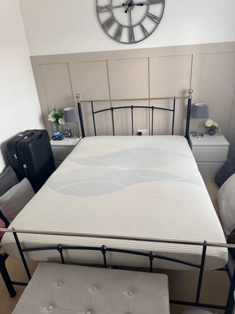 DOUBLE METAL BED frame with mattress £104.70 - PicClick UK