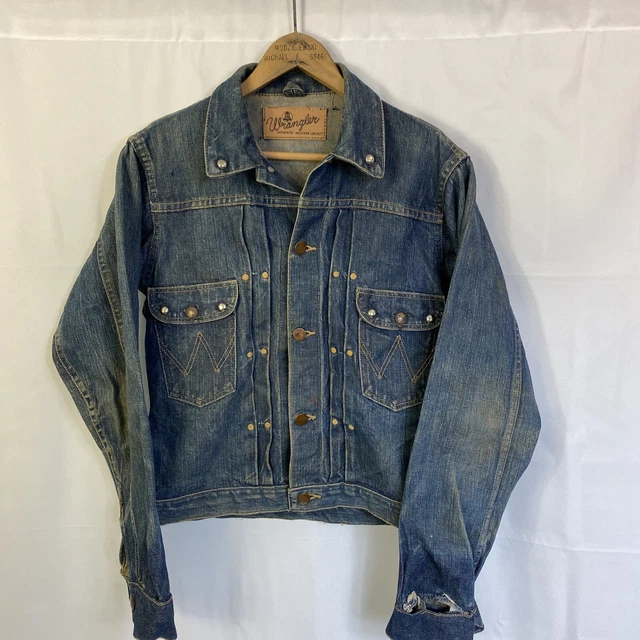VINTAGE 1940S WRANGLER Blue Bell 11MJ Selvedge Denim Jean Jacket 40s ...