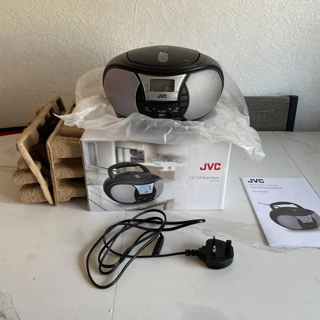 JVC RD-D222B PORTABLE Boombox Black Cd Player Fm Radio Mains Or Battery ...