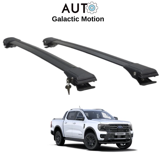 ROOF RACK CROSS Bars compatible w/ Ford Ranger Wildtrak 2011-25 Black ...