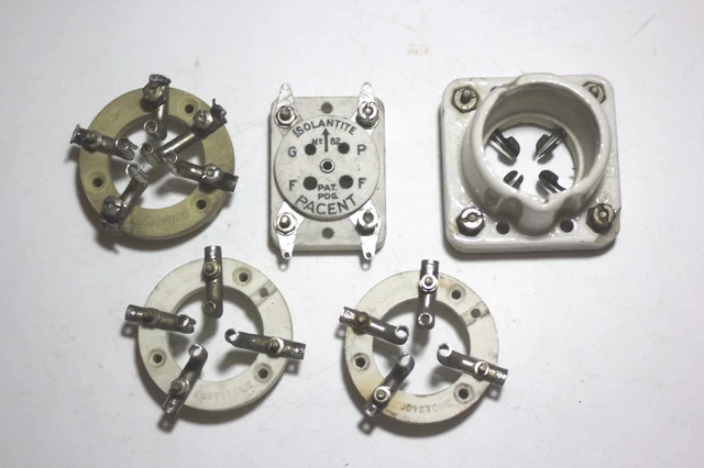CERAMIC 4 AND 5 Pin Vintage Valve Bases .. Eddystone And Others £26.04 ...