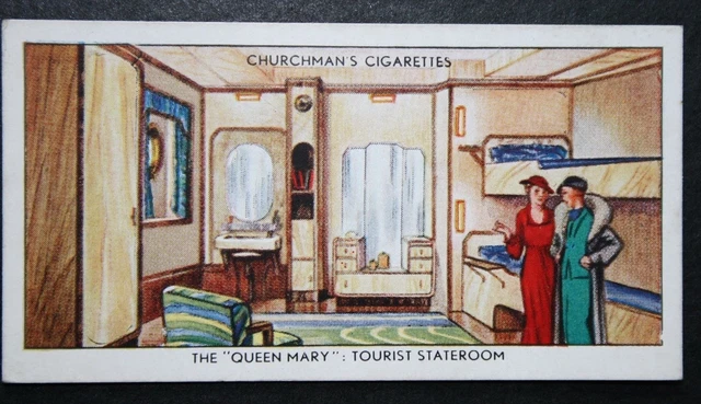 RMS QUEEN MARY Tourist Class Stateroom Vintage 1930's Card OC14 £4.99 ...