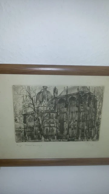 ORIGINAL RADIERUNG VON Paul Prött Aachener Dom Handsiegniert EUR 30,00 ...