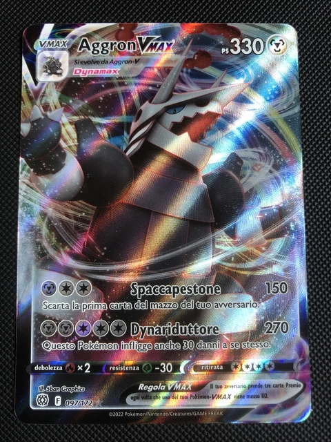 CARTE POKEMON VMAX Italiano Aggron VMax Full Art 097/172 Astri Lucenti ...